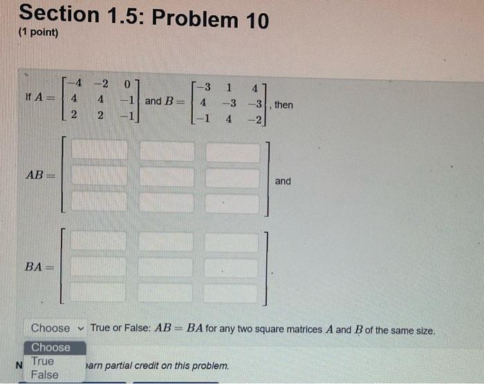 Solved Section 1 5 Problem 10 1 Point If