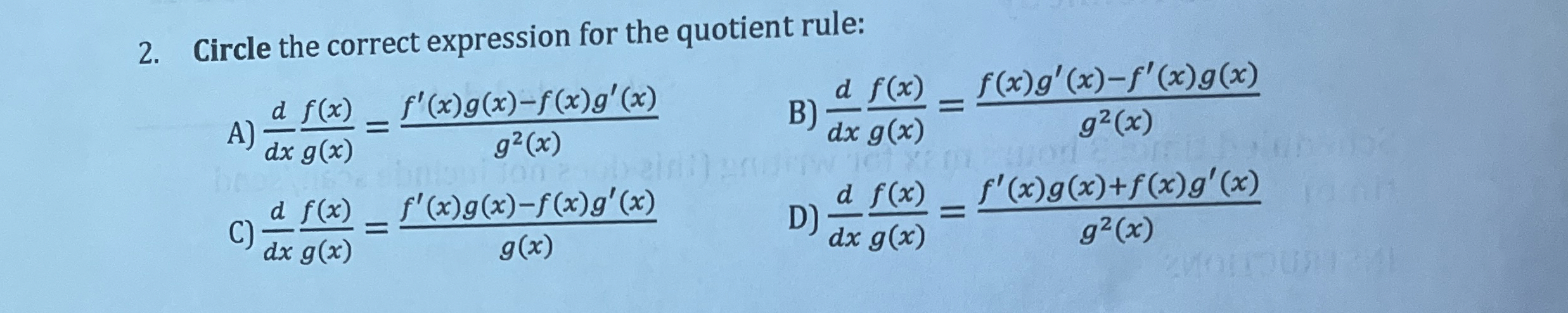 Solved Circle the correct expression for the quotient | Chegg.com