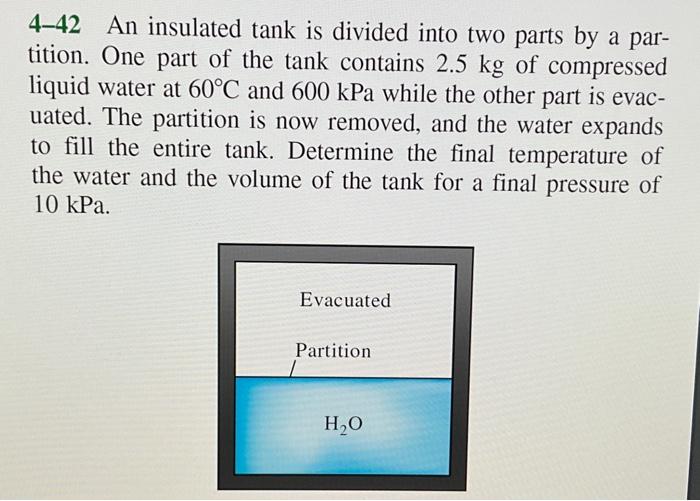 Solved 4-42 An insulated tank is divided into two parts by a | Chegg.com
