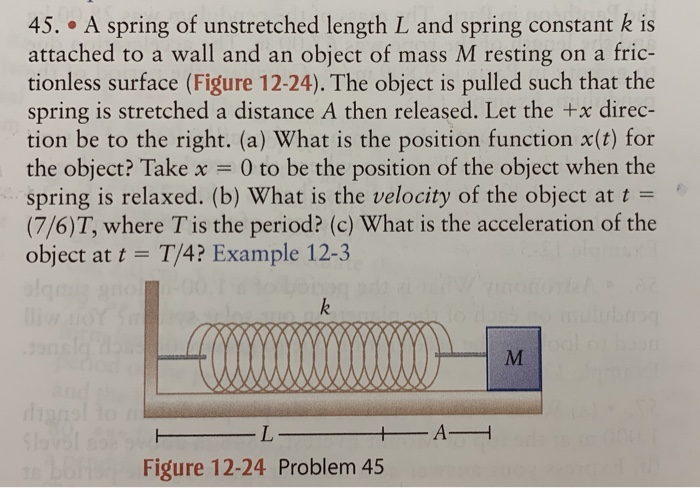 Solved 45. • A spring of unstretched length L and spring | Chegg.com