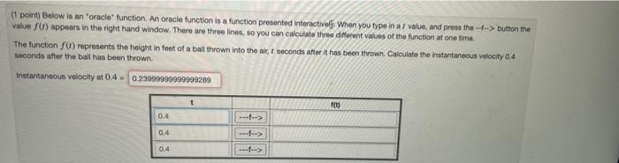 Solved (1 point) Below is an "oracle" function. An oracle | Chegg.com