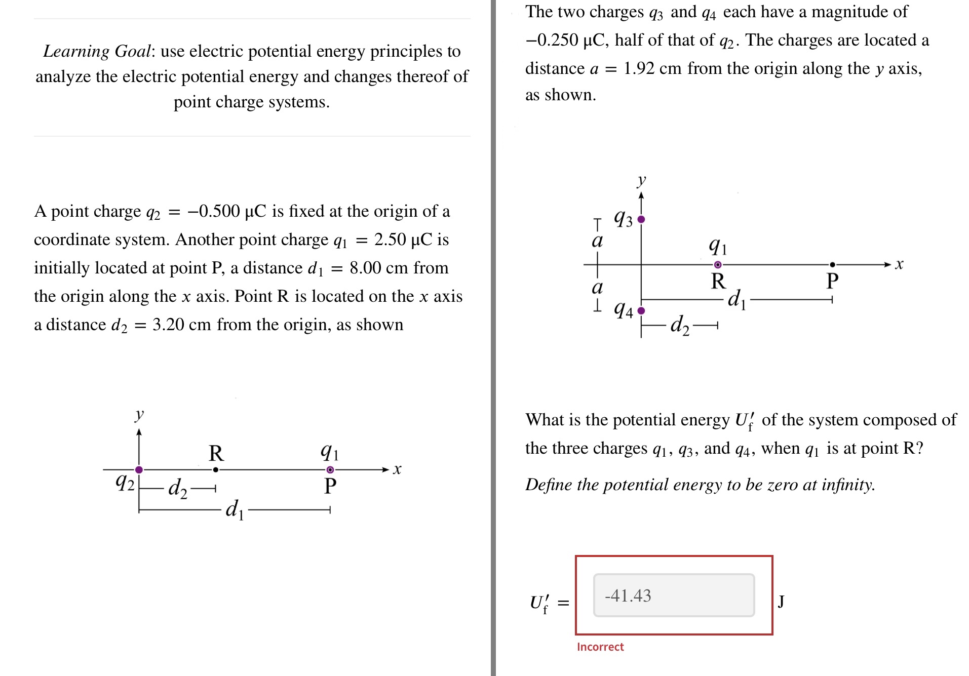 Solved The two charges q3 ﻿and q4 ﻿each have a magnitude | Chegg.com