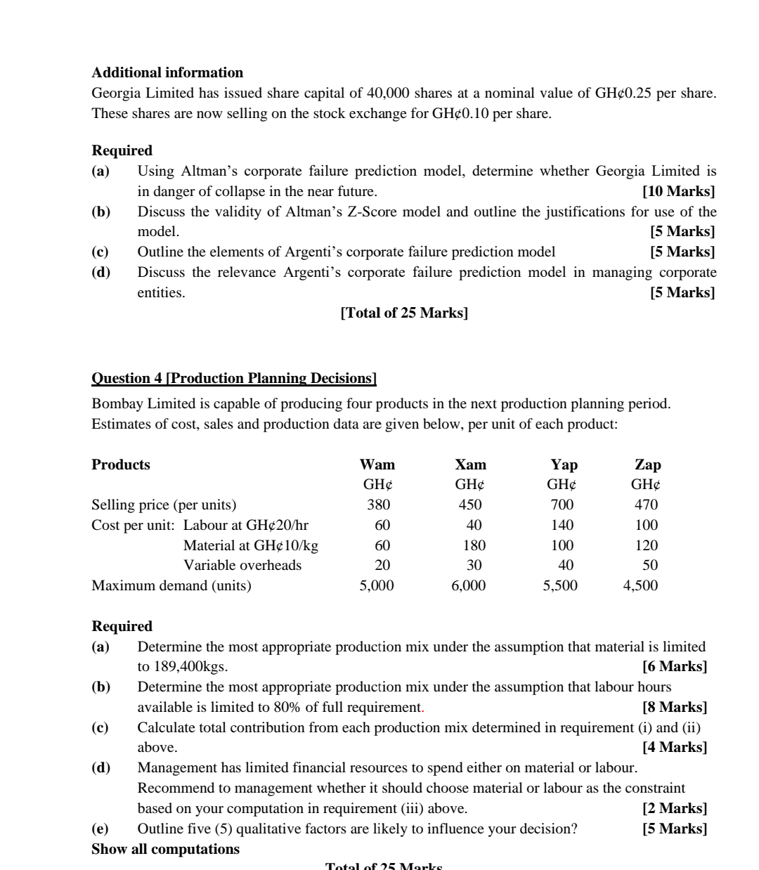 Question 3 Corporate Failure Prediction Models | Chegg.com
