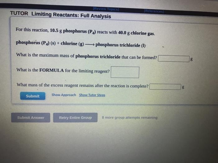 Solved [Review Topics TUTOR Limiting Reactants: Full | Chegg.com