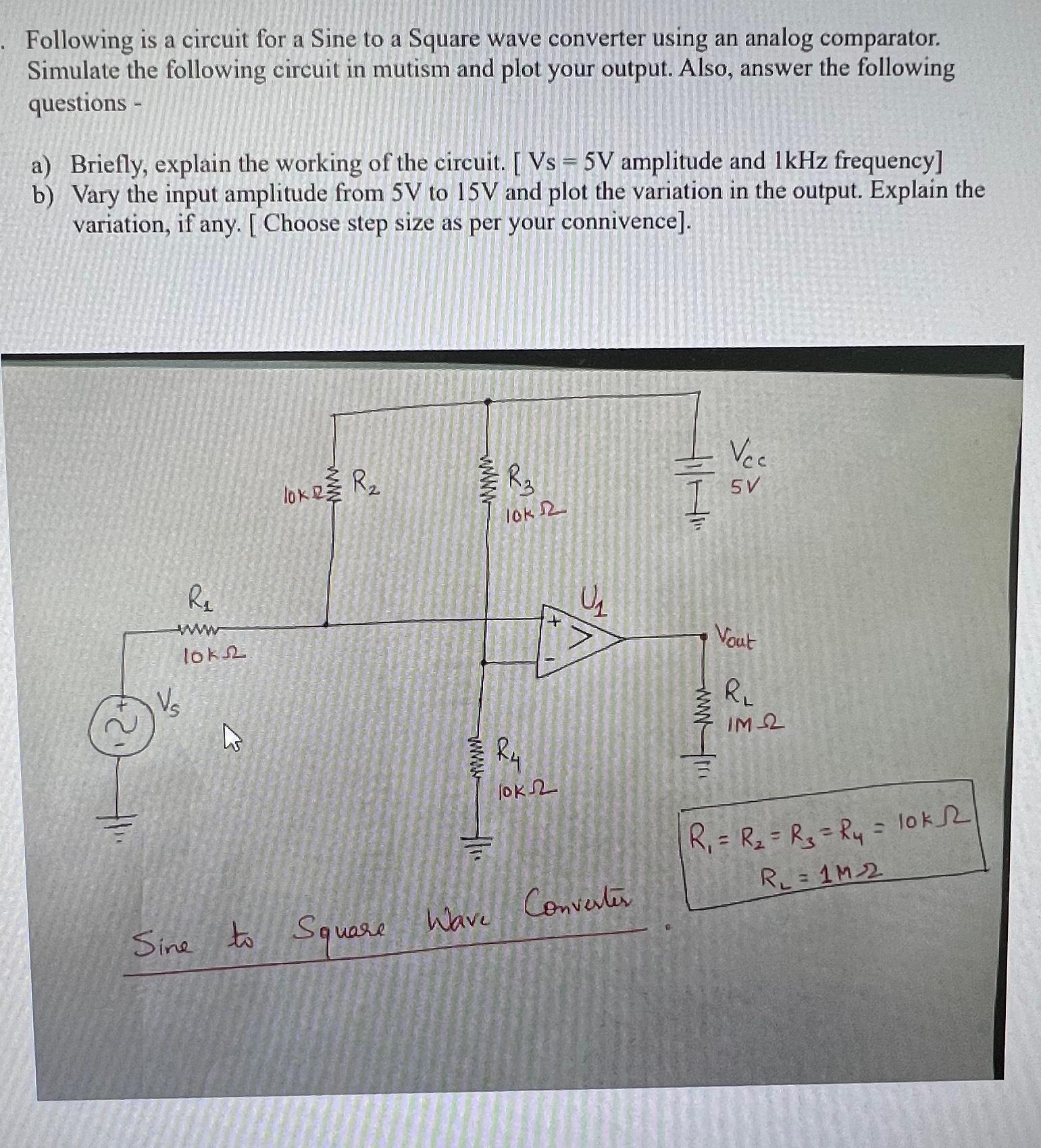 Solved Please impliment the circuit on the MultiSim and then | Chegg.com Solved Please impliment the circuit on the MultiSim and then | Chegg.com