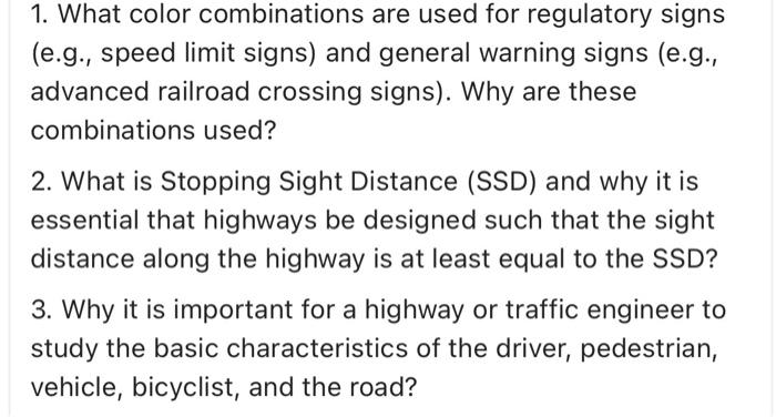 Solved 1. What color combinations are used for regulatory | Chegg.com