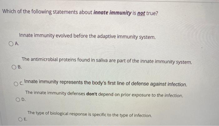 Solved Which of the following statements about innate | Chegg.com