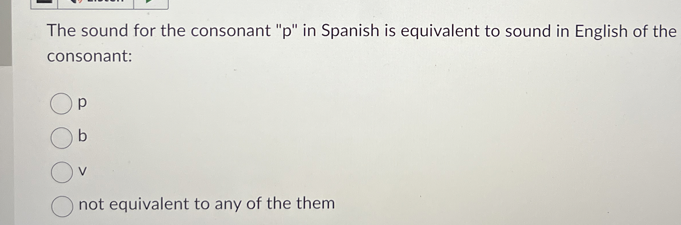 Solved The sound for the consonant "p" ﻿in Spanish is | Chegg.com