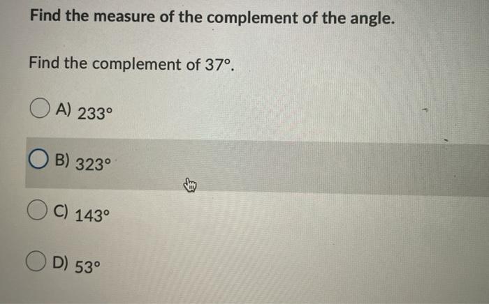 Solved Find the measure of the complement of the angle. Find | Chegg.com