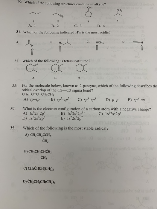 Solved 30. Which of the following structures contains an | Chegg.com