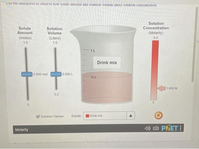 Solved Use the interactive to observe now solute amount and | Chegg.com