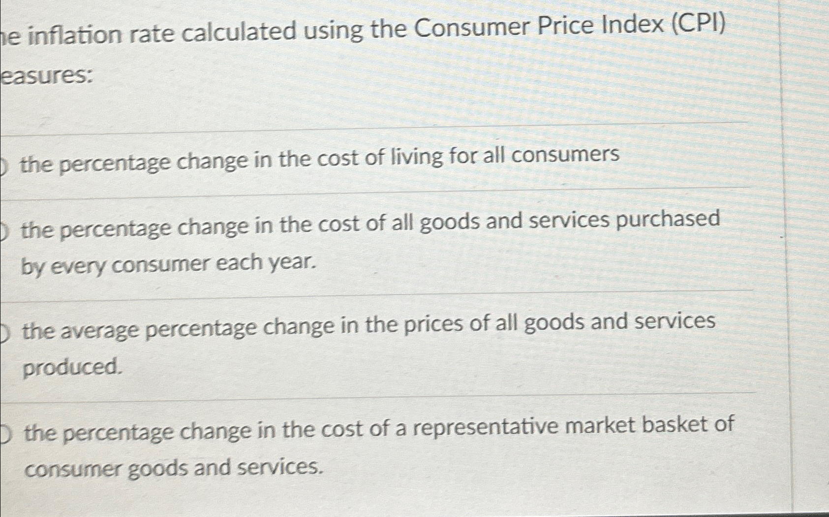 Solved inflation rate calculated using the Consumer Price | Chegg.com