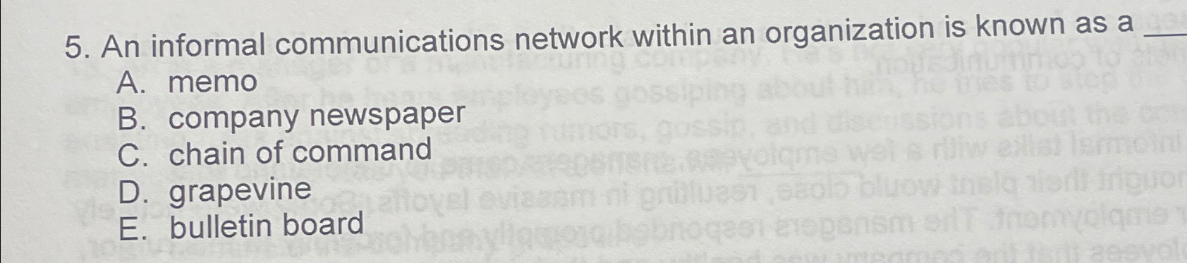 Solved An informal communications network within an | Chegg.com