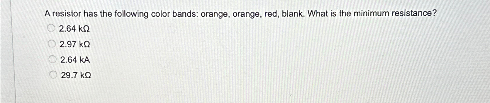 Solved A resistor has the following color bands: orange, | Chegg.com