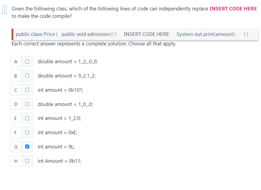 Solved Given the following class, which of the following | Chegg.com
