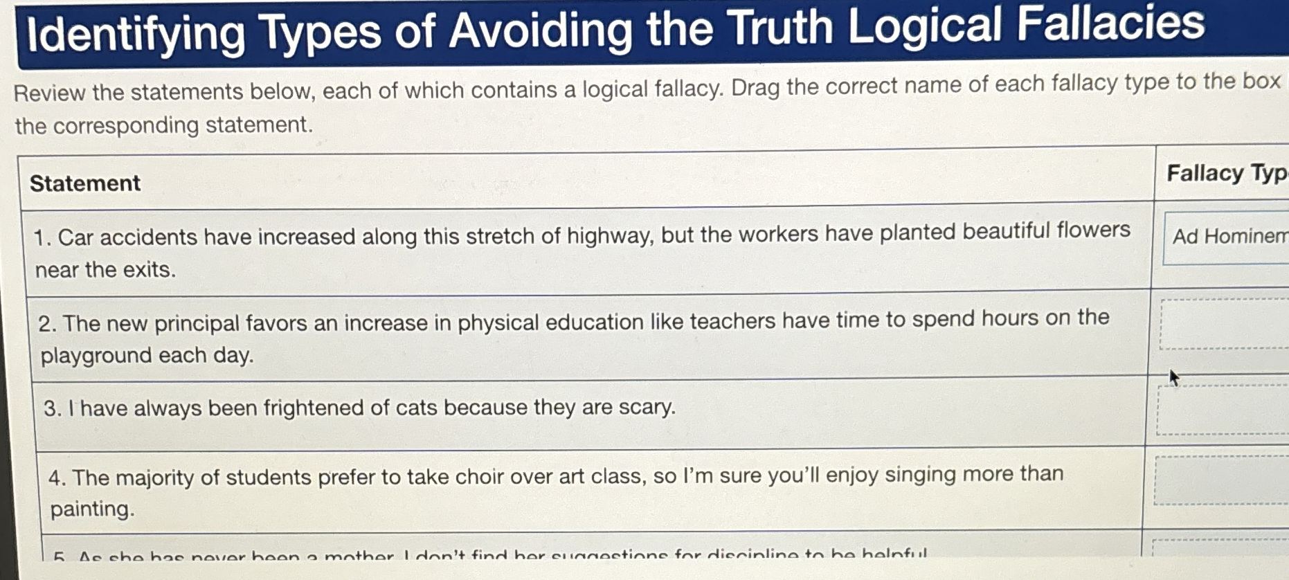 Solved Identifying Types of Avoiding the Truth Logical | Chegg.com