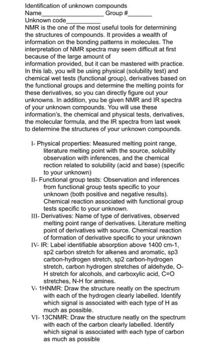 Solved Identification of unknown compounds Name Group \# | Chegg.com