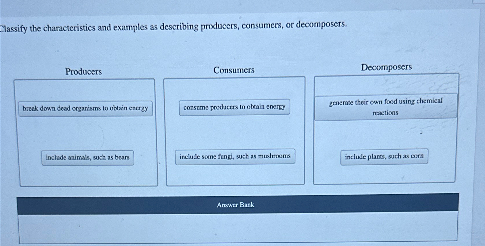 Solved Classify the characteristics and examples as | Chegg.com