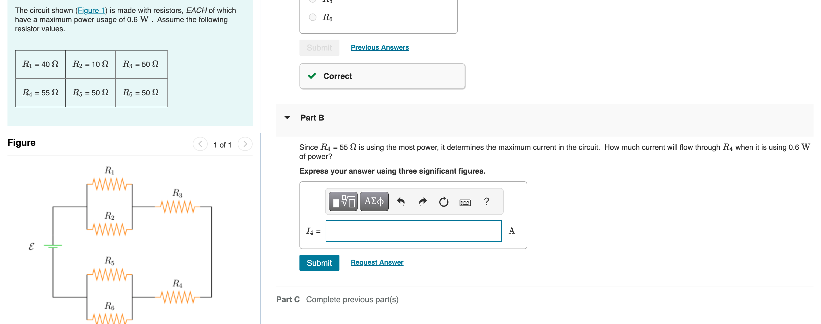 Solved The circuit shown (Figure 1) ﻿is made with resistors, | Chegg.com