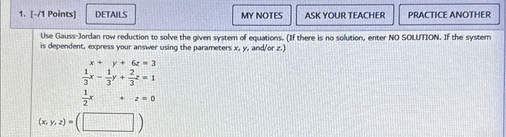 Solved Points]Use Gauss-Jordan row reduction to solve the | Chegg.com
