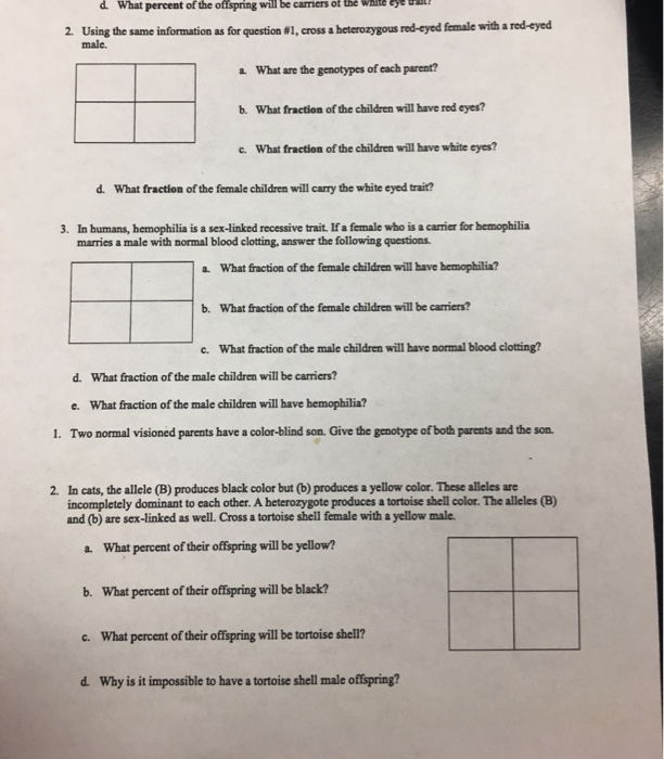 d. What percent of the offspring will be carriers of | Chegg.com