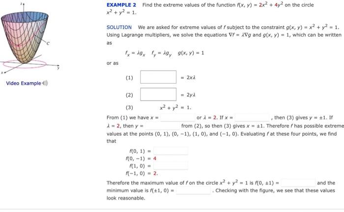 Solved EXAMPLE 2 Find the extreme values of the function | Chegg.com