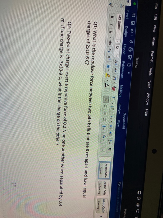 Solved File Edit View insert Format Tools Table Window Help | Chegg.com