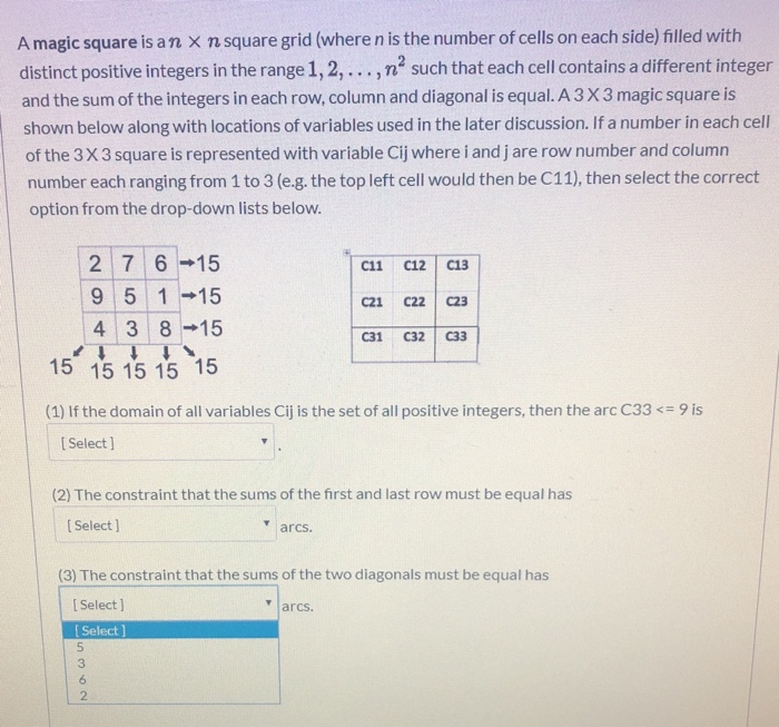 Solved A magic square is an x n square grid (where n is the | Chegg.com