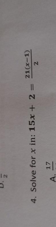 Solved Solve for x ﻿in: 15x+2=21(x-1)2 | Chegg.com