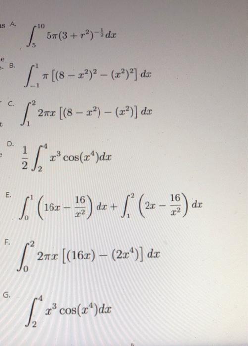 Solved find the integrals of the following 4 questions from | Chegg.com