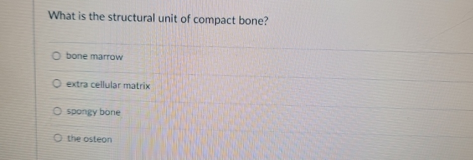 Solved What is the structural unit of compact bone?bone | Chegg.com