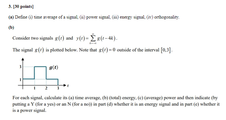 Solved [30 ﻿points](a) ﻿Define (i) ﻿time average of a | Chegg.com