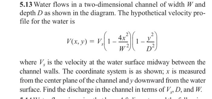 Solved 5.13 Water flows in a two-dimensional channel of | Chegg.com