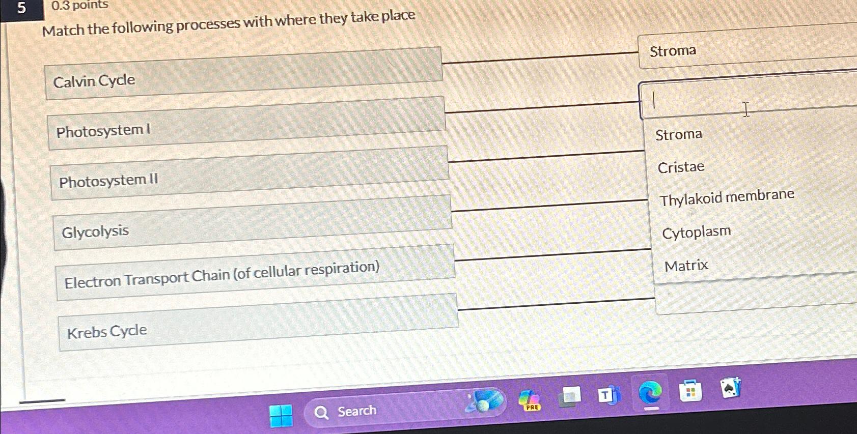 Solved 50.3 ﻿pointsMatch the following processes with where | Chegg.com