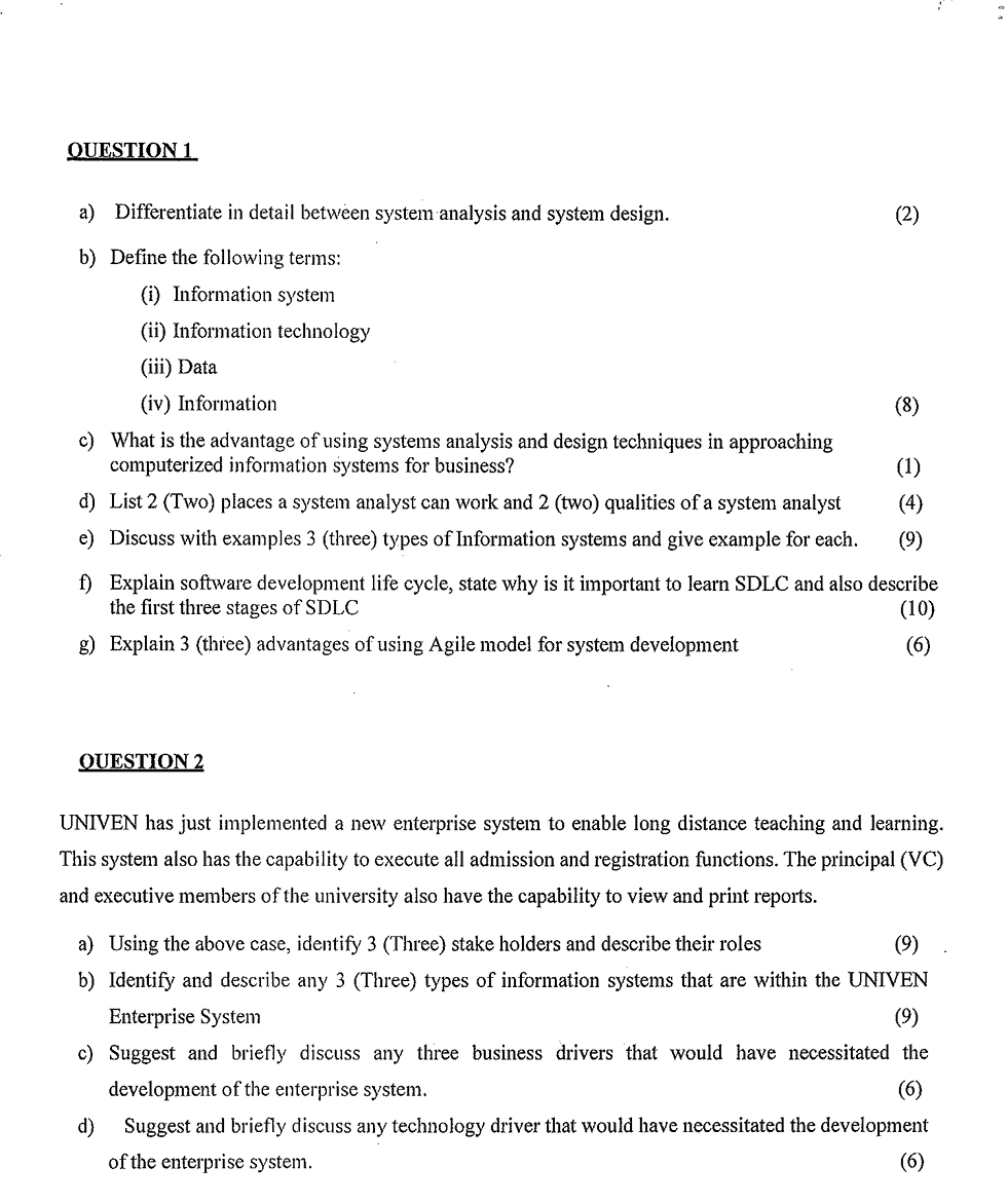 Solved QUESTION 1a) ﻿Differentiate in detail between system | Chegg.com
