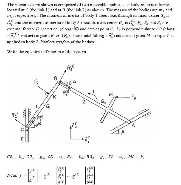 Solved The planar system shown is composed of two moveable | Chegg.com