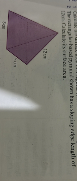 Solved 2 ﻿The rectangular-based pyramid shown has a sloping | Chegg.com