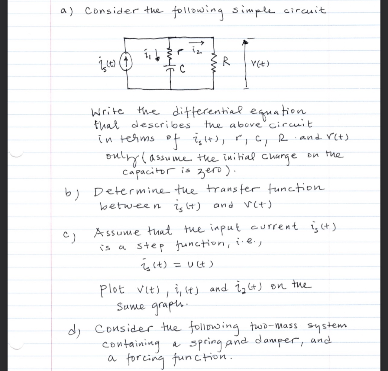 Solved a) ﻿Consider the following simple circuitWrite the | Chegg.com