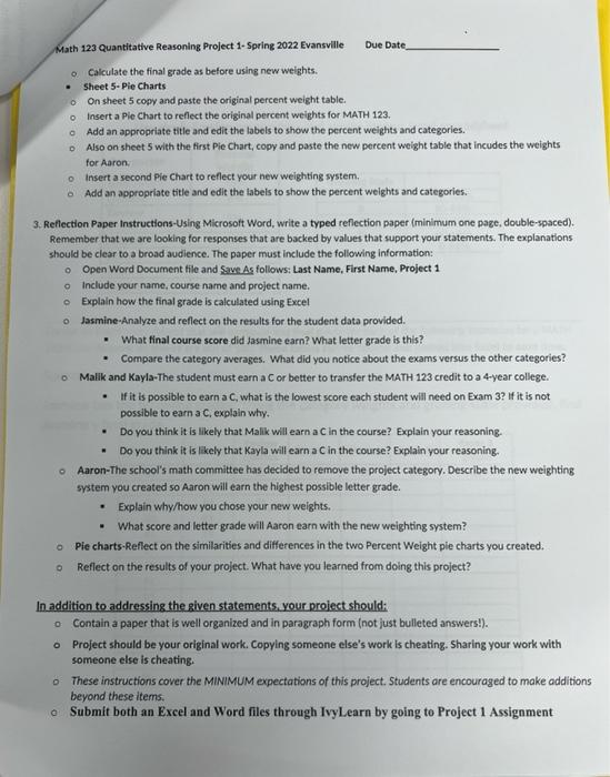 Solved O O Math 123 Quantitative Reasoning Project 1- Spring | Chegg.com