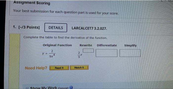 Solved Assignment Scoring Your best submission for each | Chegg.com