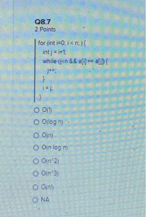 Solved Q8 Complexity Analysis - Classifying algorithms 10 | Chegg.com