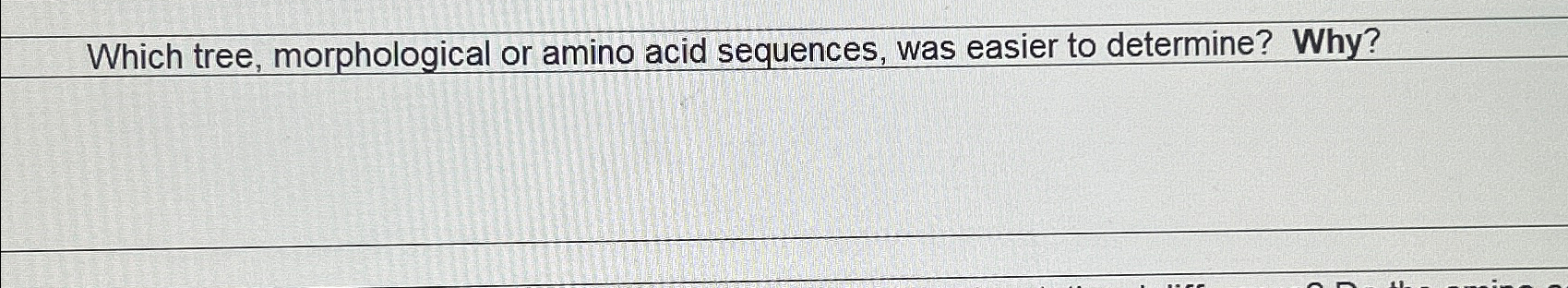 Solved Which tree, morphological or amino acid sequences, | Chegg.com