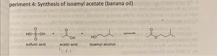 Solved periment 4: Synthesis of isoamyl acetate (banana oil) | Chegg.com