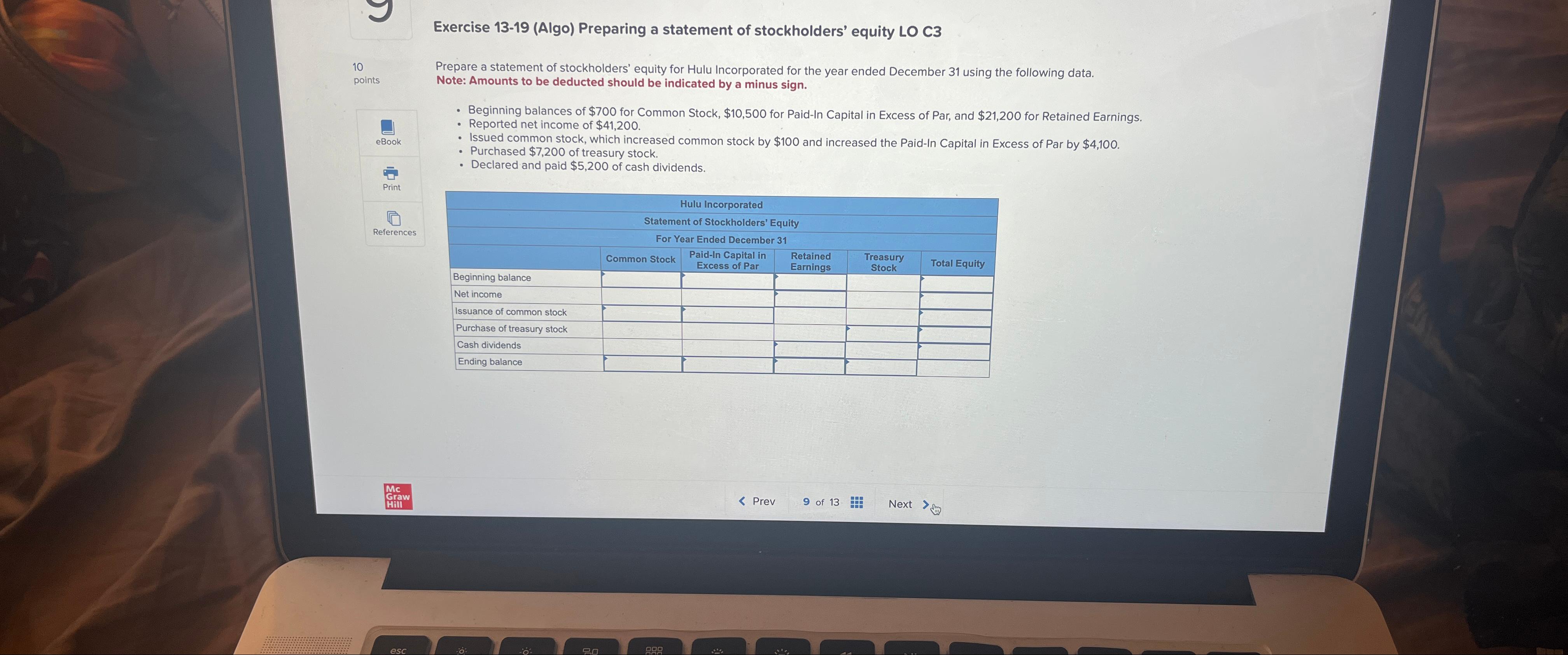 Solved Exercise 13-19 (Algo) ﻿Preparing a statement of | Chegg.com