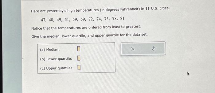 Here are yesterday's high temperatures (in degrees | Chegg.com