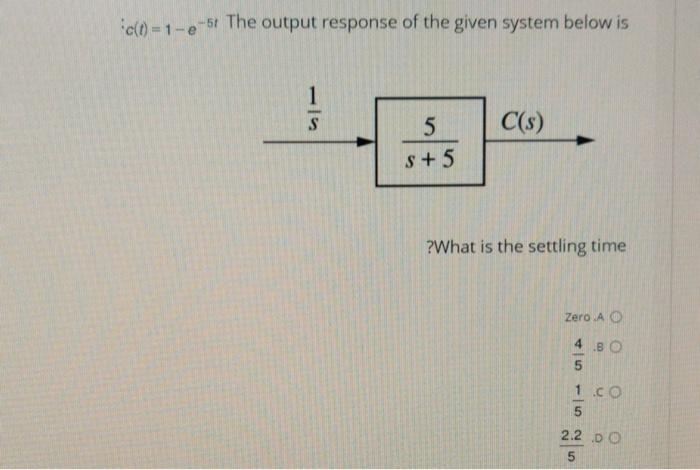 Solved ic(t)=1−e−5t The output response of the given system | Chegg.com