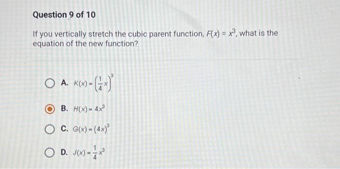 If you vertically stretch the cubic parent function, | Chegg.com