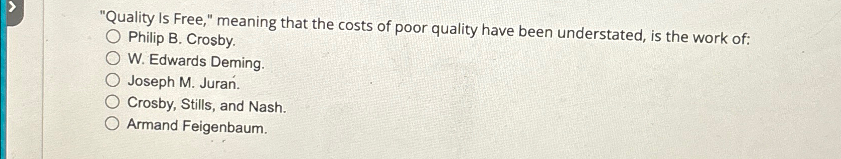 Solved "Quality Is Free," meaning that the costs of poor | Chegg.com