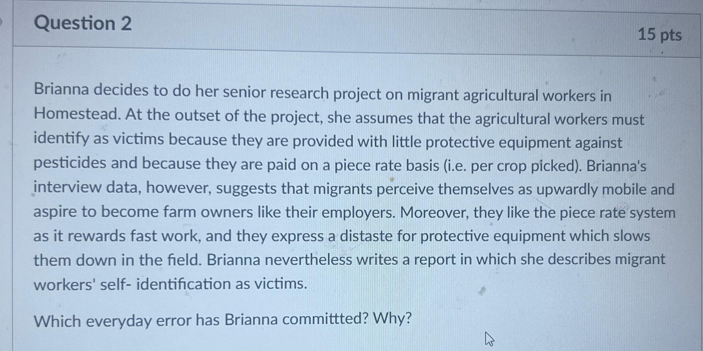 Solved Question 215 ﻿ptsBrianna decides to do her senior | Chegg.com