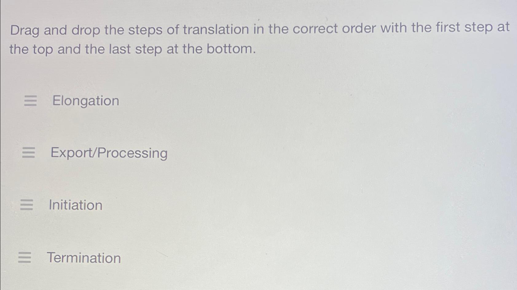 Solved Drag and drop the steps of translation in the correct | Chegg.com